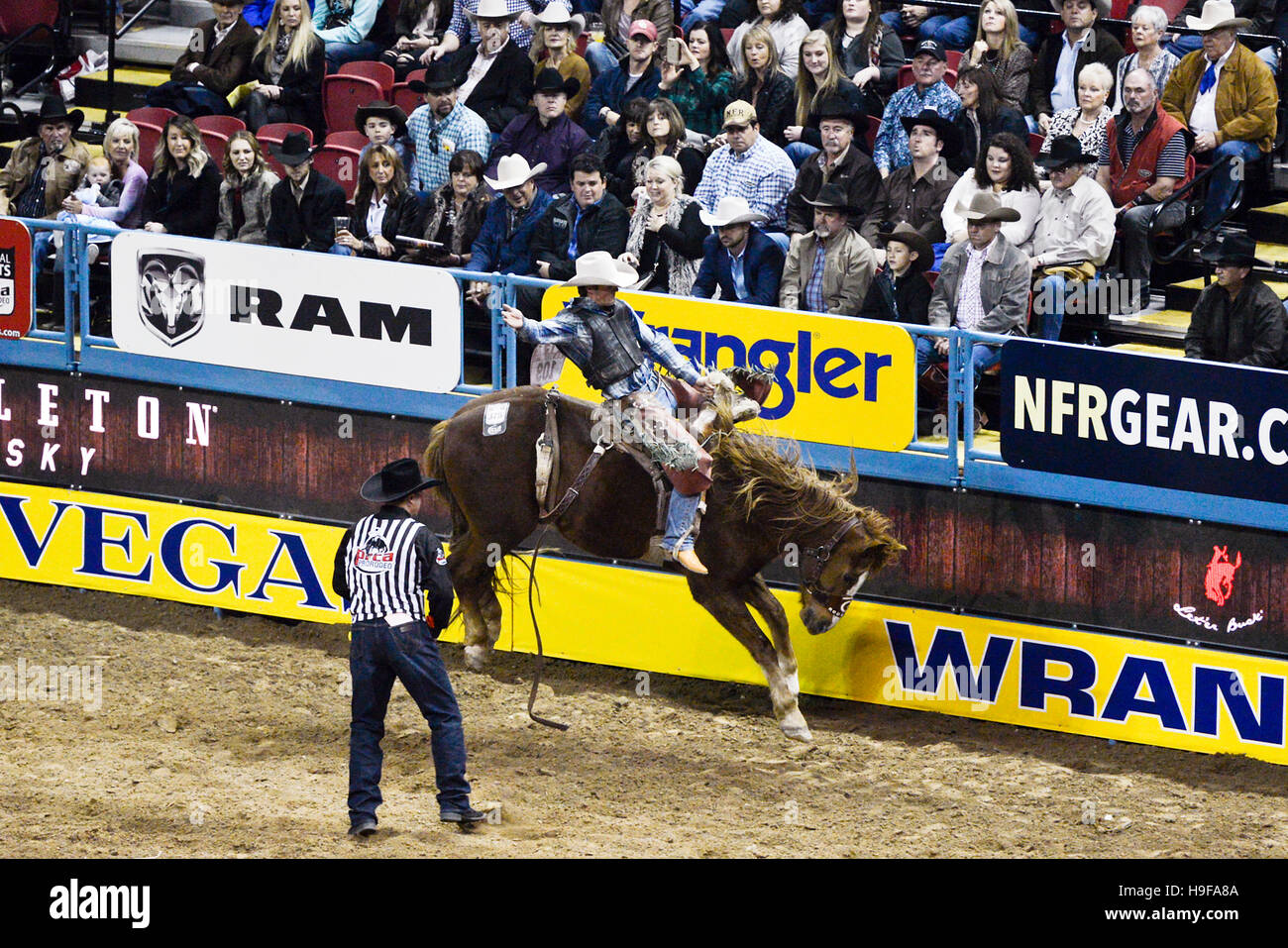 Las Vegas Nevada, December 2015 - Bronco riding at the National Rodeo ...