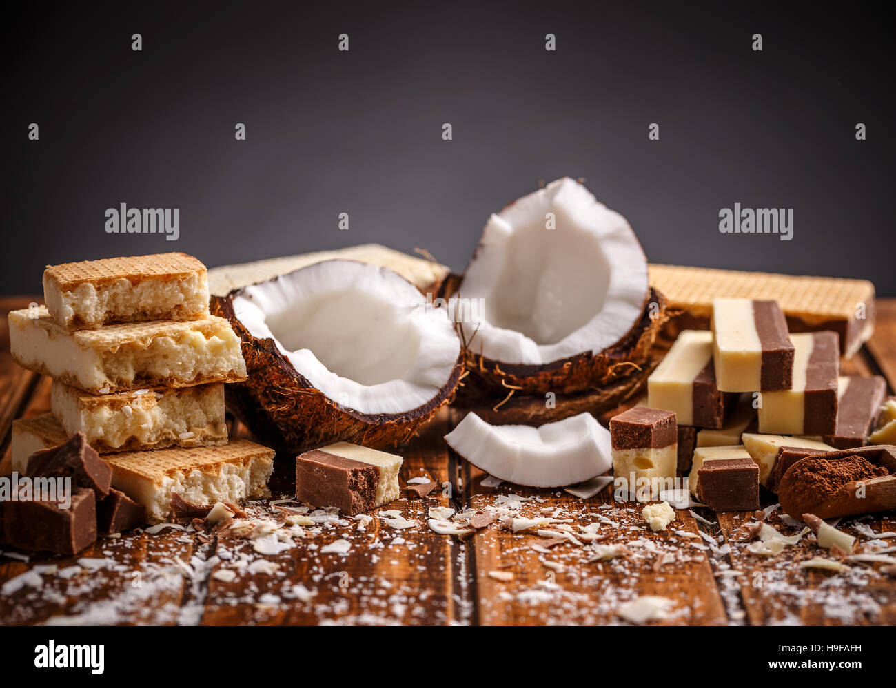 Wafer bars and chocolate Stock Photo - Alamy