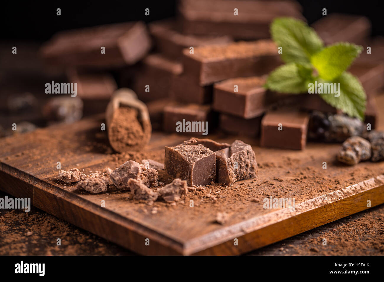 Broken homemade chocolate Stock Photo - Alamy
