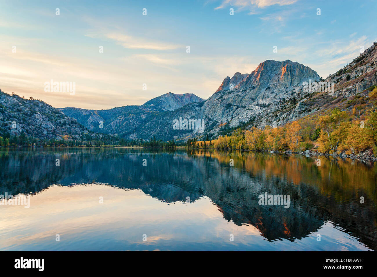sunrise reflection June lake fall color autumn Stock Photo - Alamy