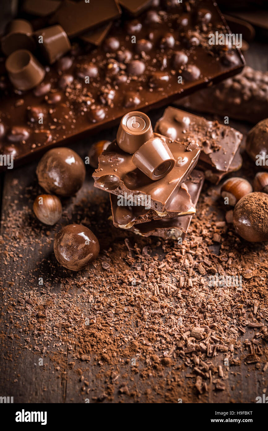 Composition of chocolate sweets Stock Photo - Alamy