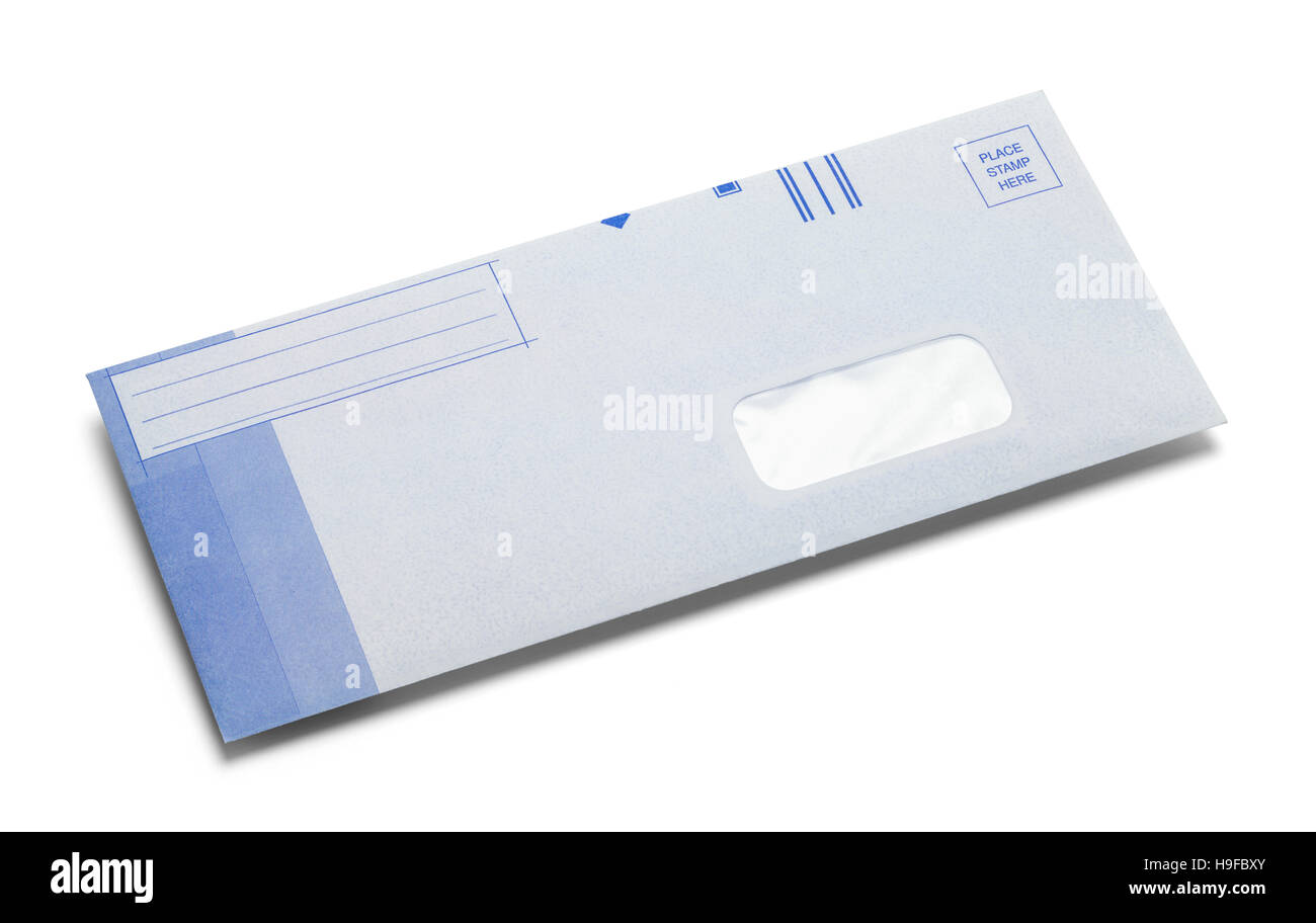 Blue Business Envelope with Copy Space Isolated on White Background ...