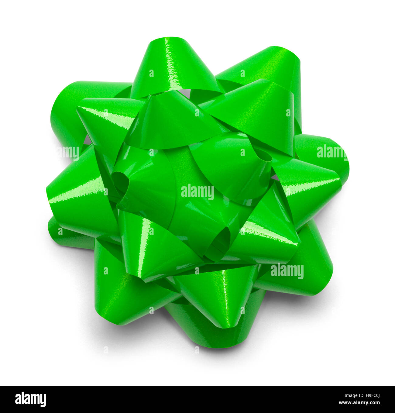 Top View of Green Christmas Bow Isolated on White Background Stock ...