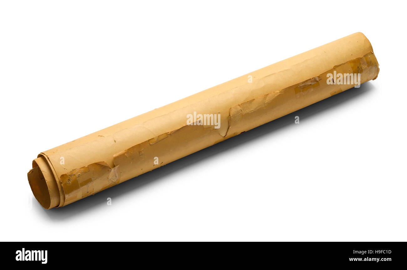 Old Rolled Up Paper Torn and Aged Isolated on White Background Stock ...