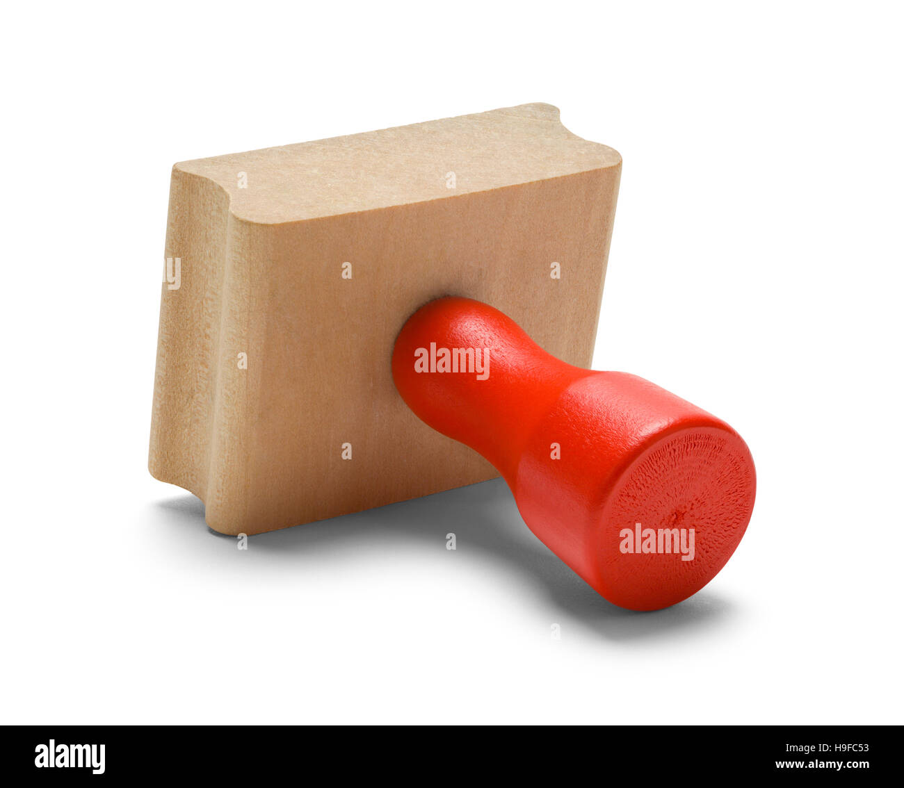 Red Wood Rubber Stamper Isolated on White Background Stock Photo - Alamy
