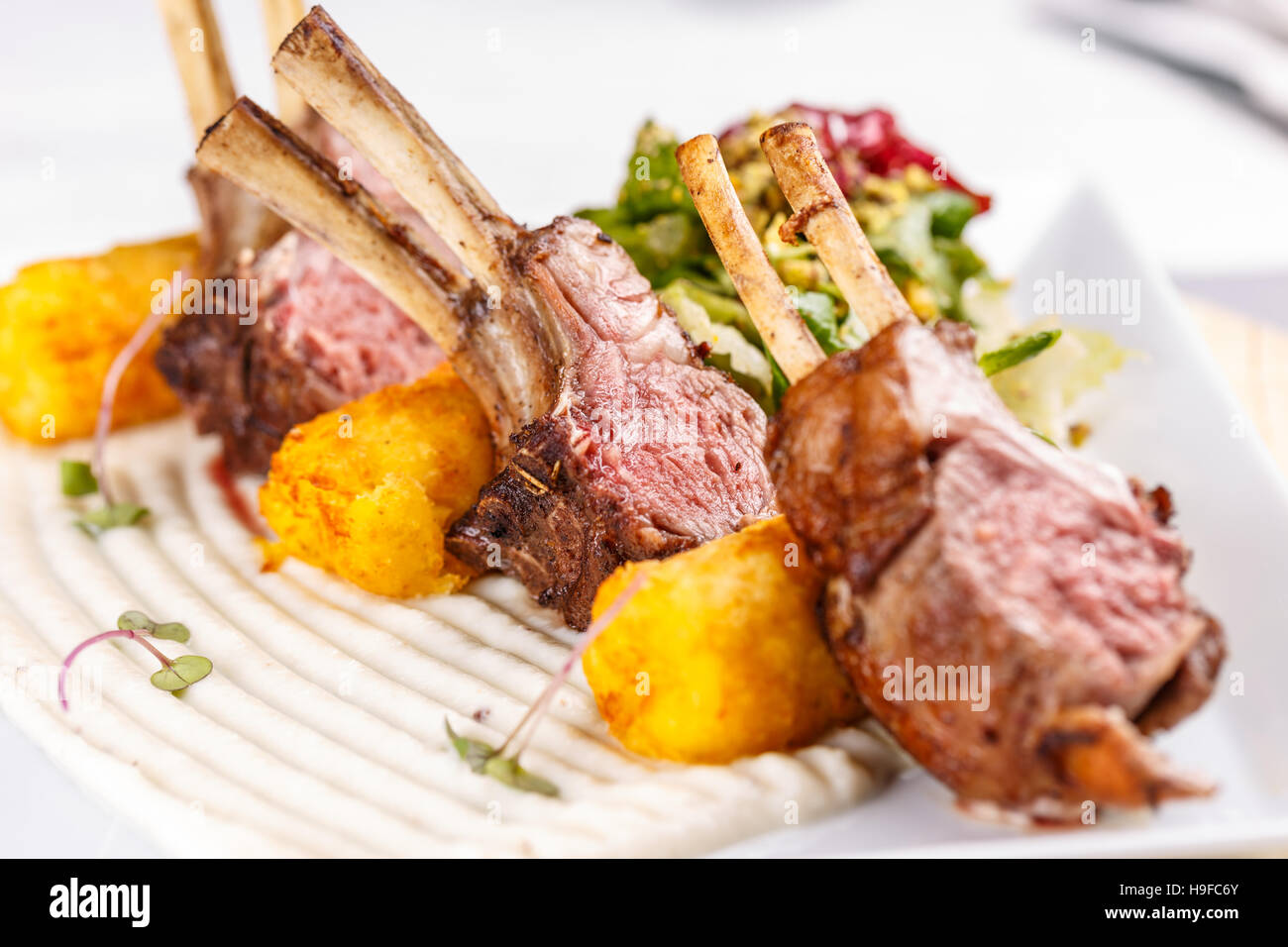 Roasted lamb ribs Stock Photo - Alamy