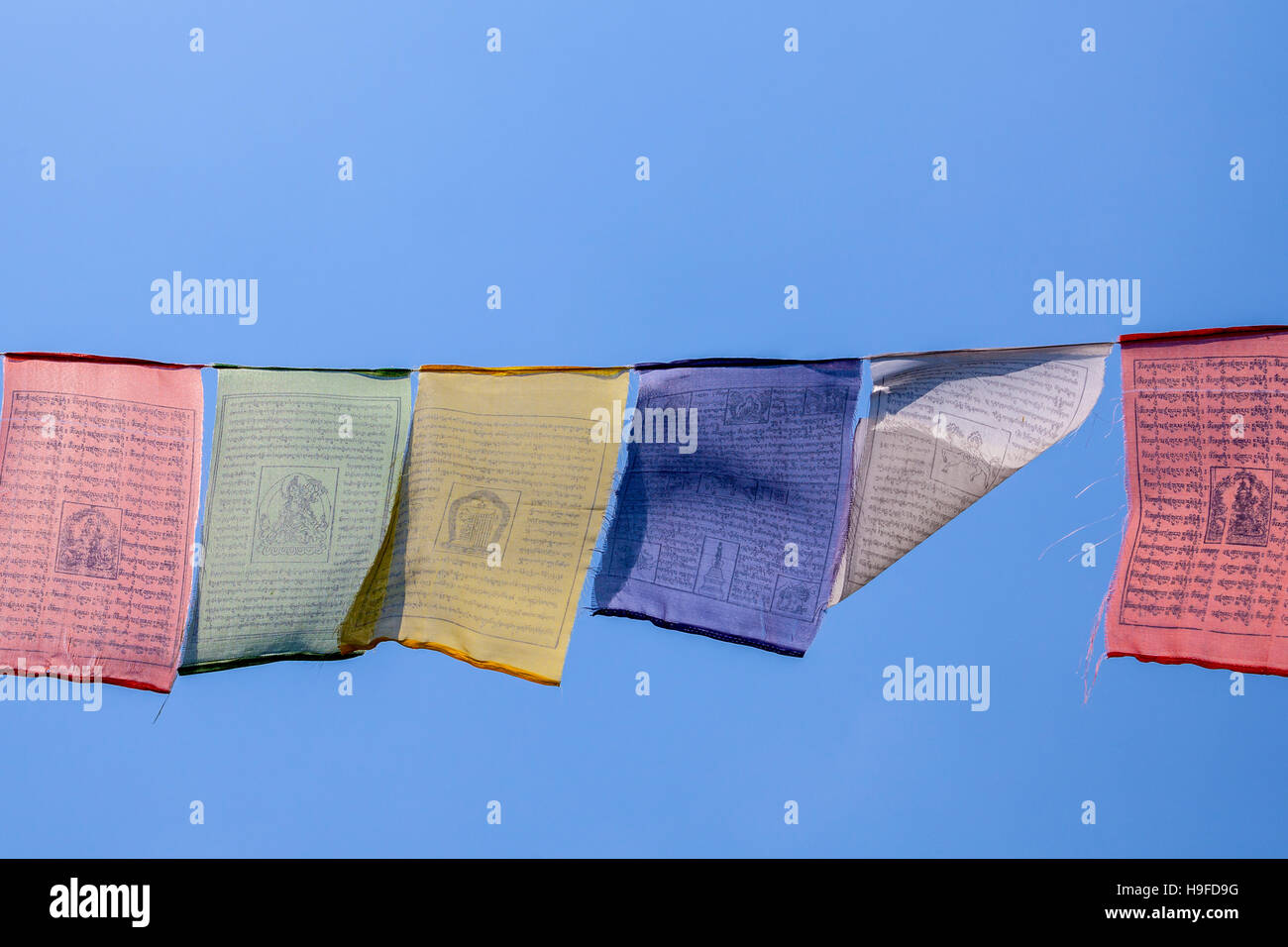 Buddhist prayer flags the holy traditional flag in Bhutan Stock Photo ...