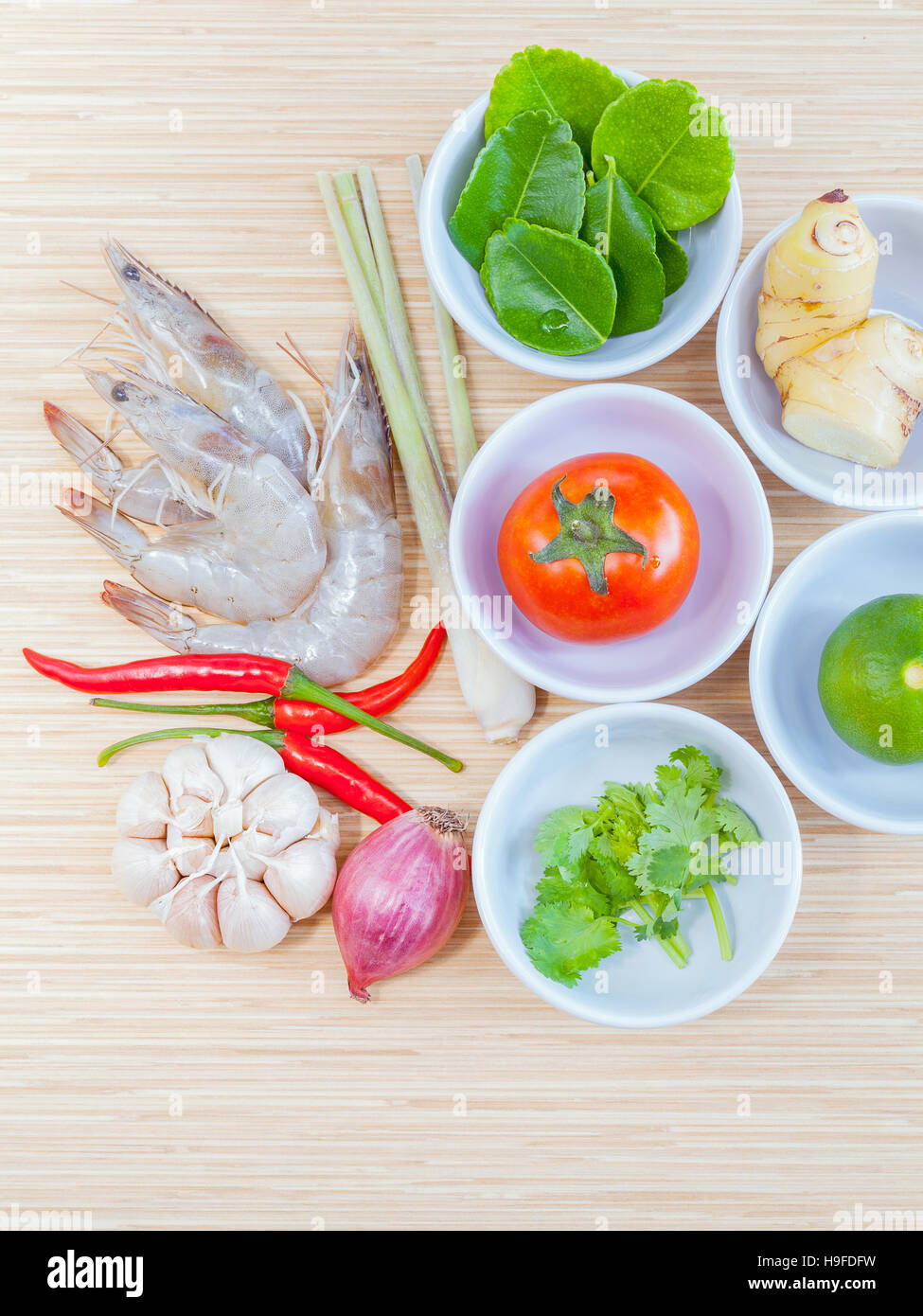 Ingredients for Thai most popular soup . - or Tom Yam Kung Stock Photo ...