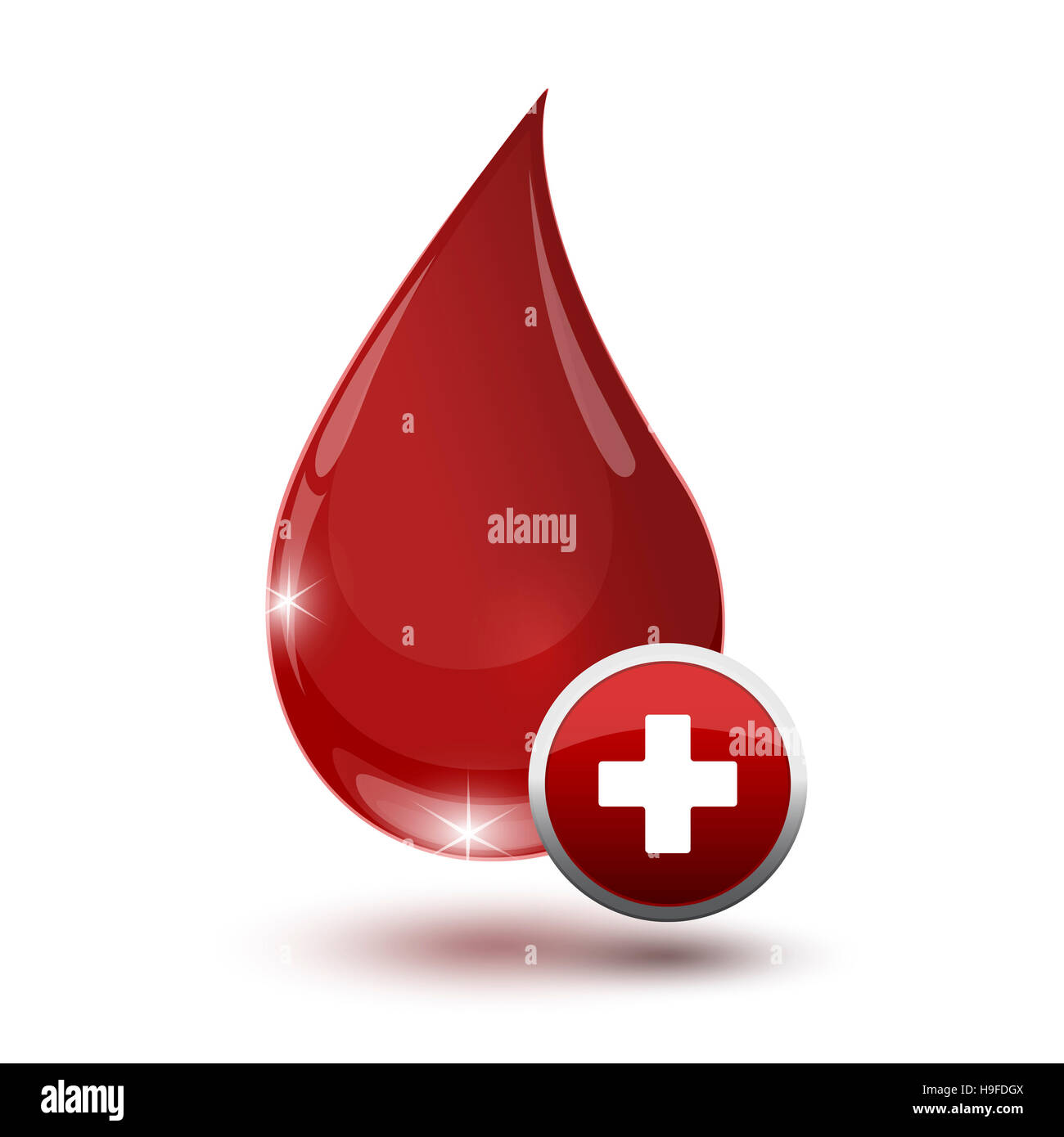 large glossy red drop of blood with medical sign Stock Photo - Alamy