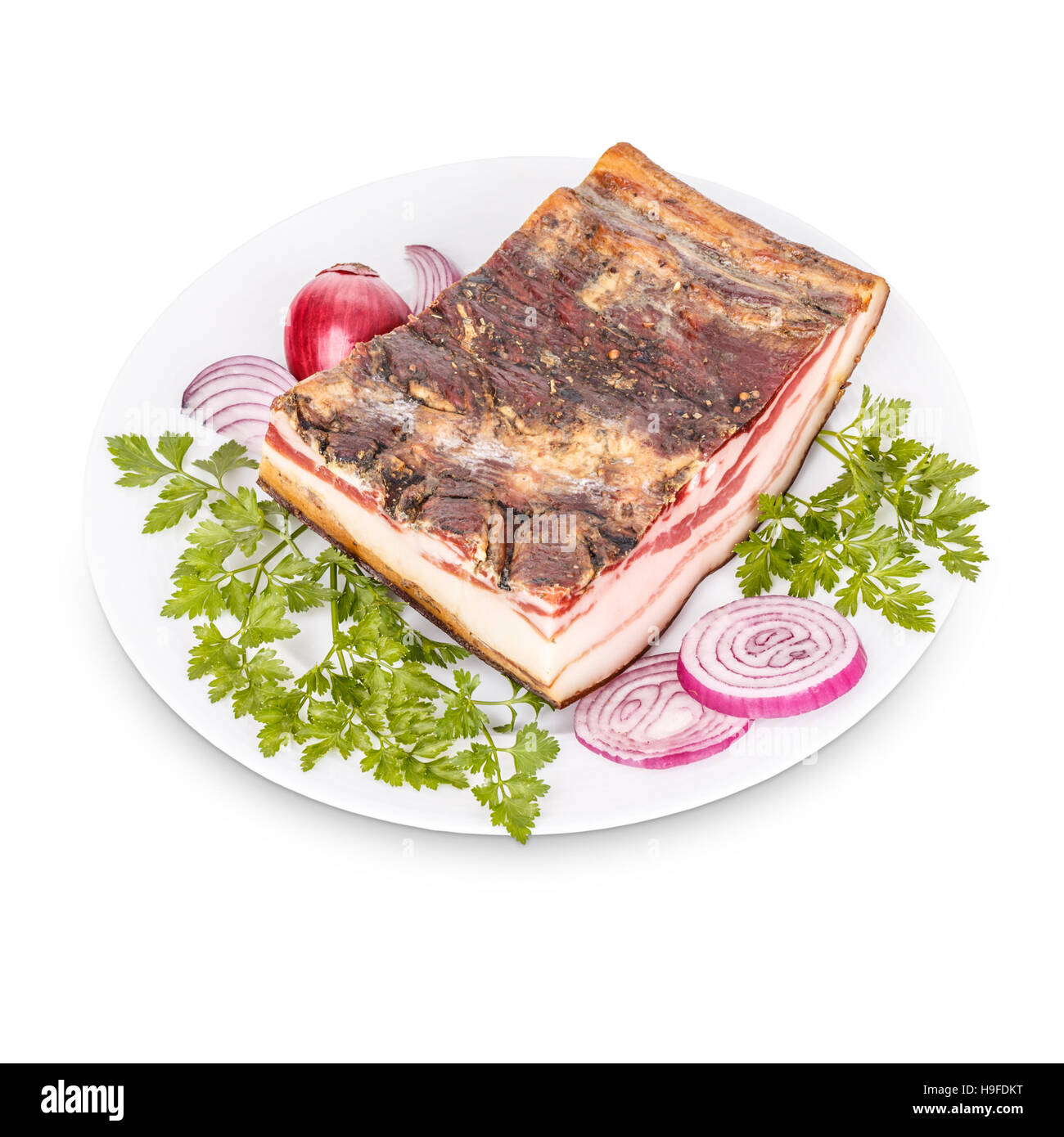 Smoked spicy bacon Stock Photo - Alamy