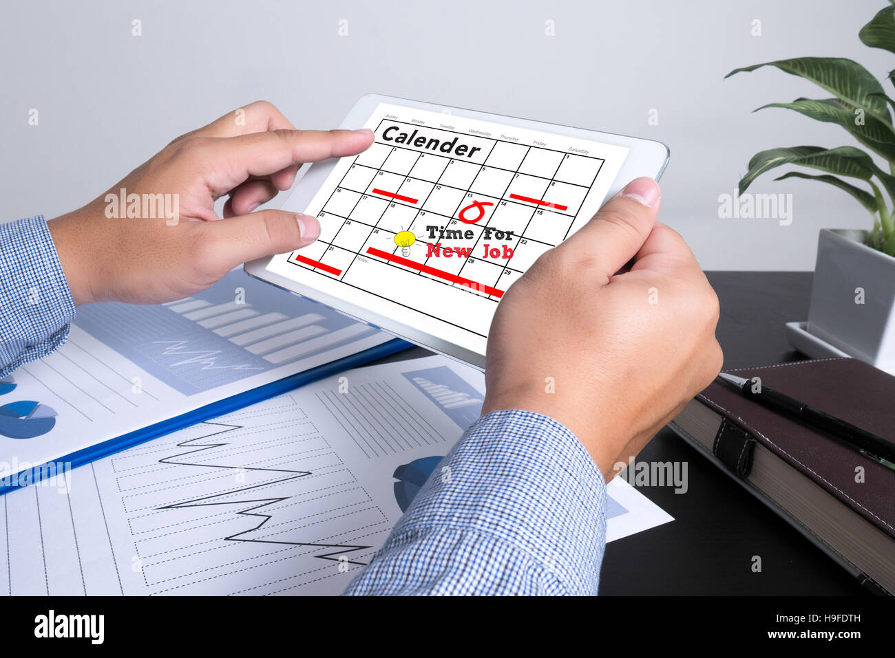 man using tablet computer look Job interview Stock Photo - Alamy