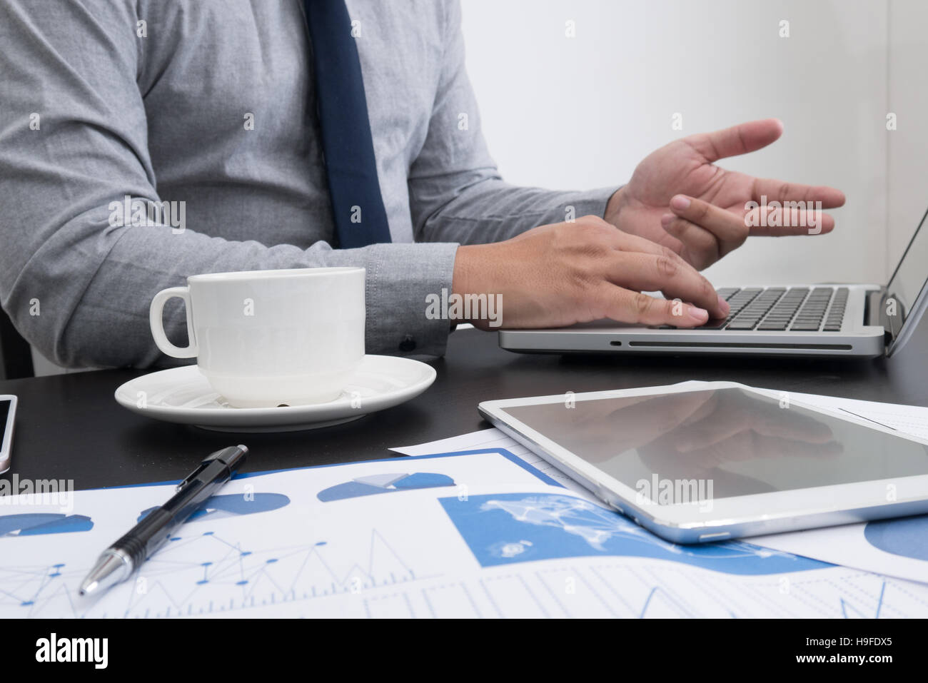 businessman hand working with new modern computer business Stock Photo ...