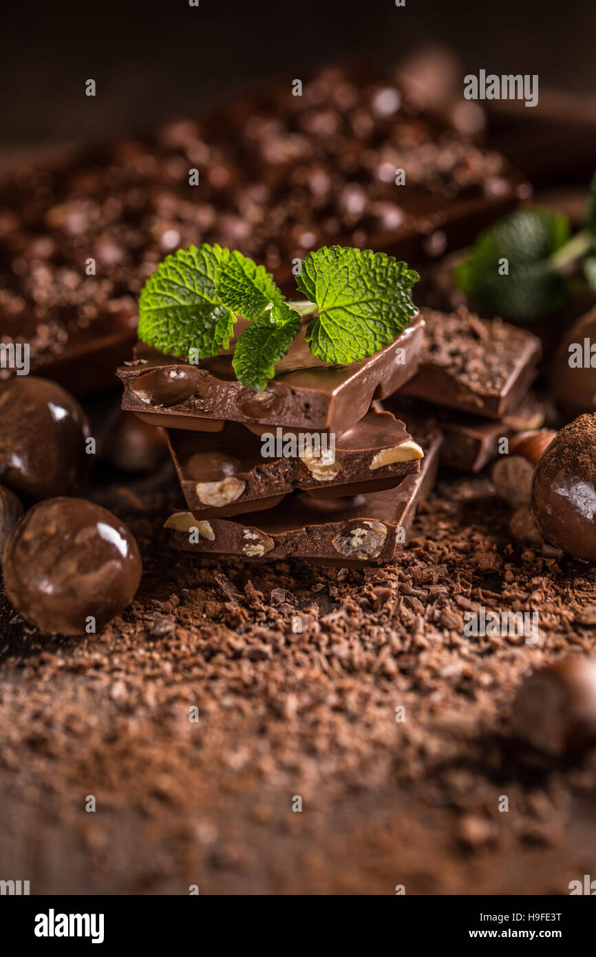 Chocolate blocks stack Stock Photo - Alamy