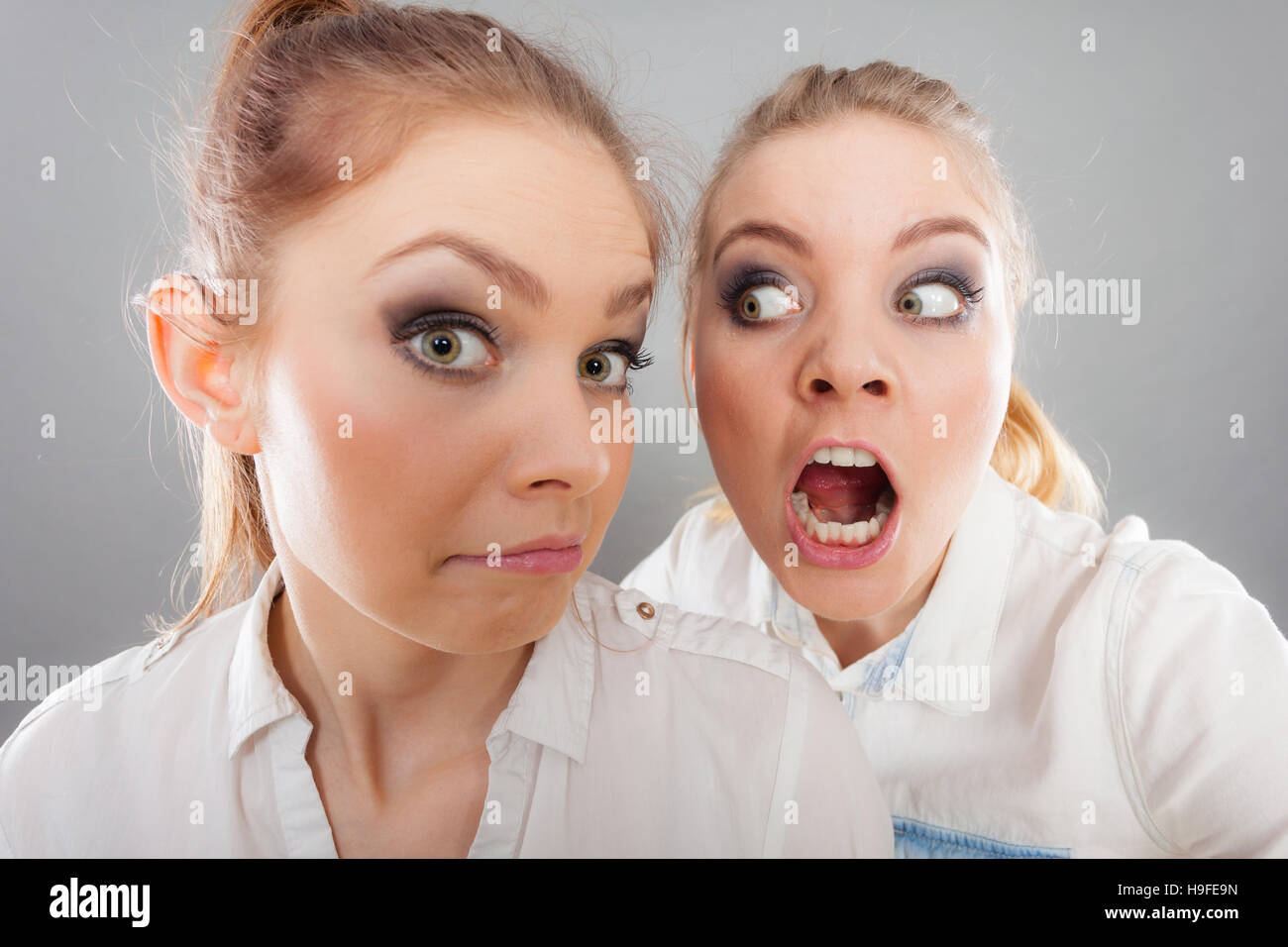 Conflict, bad relationships, friendship difficulties. Two young women ...