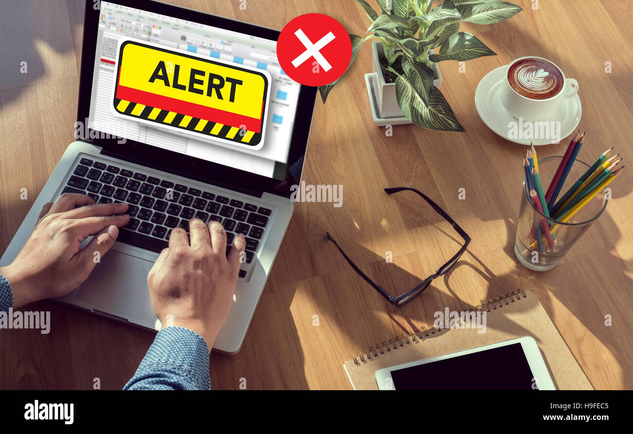 computer Attention Alert Connection Interrupted Warning and Atte Stock ...