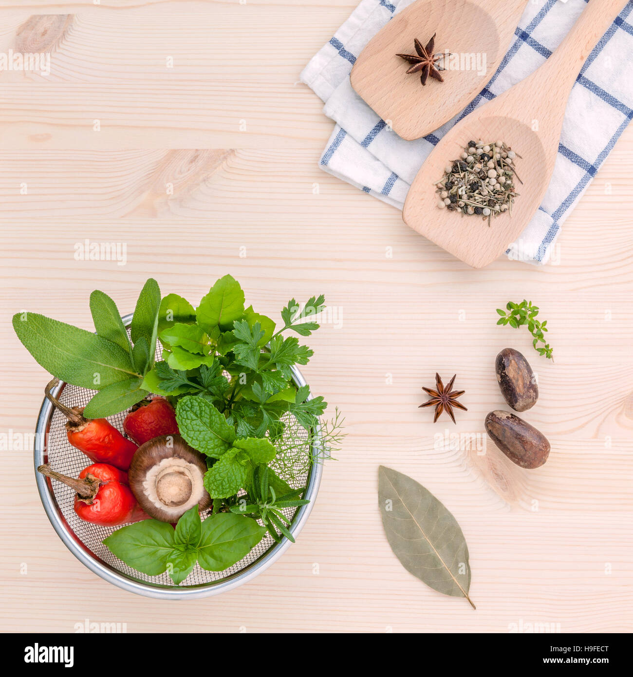 Fresh herbs and spices sage,rosemary,parsley,mint ,holy basil ,n Stock ...