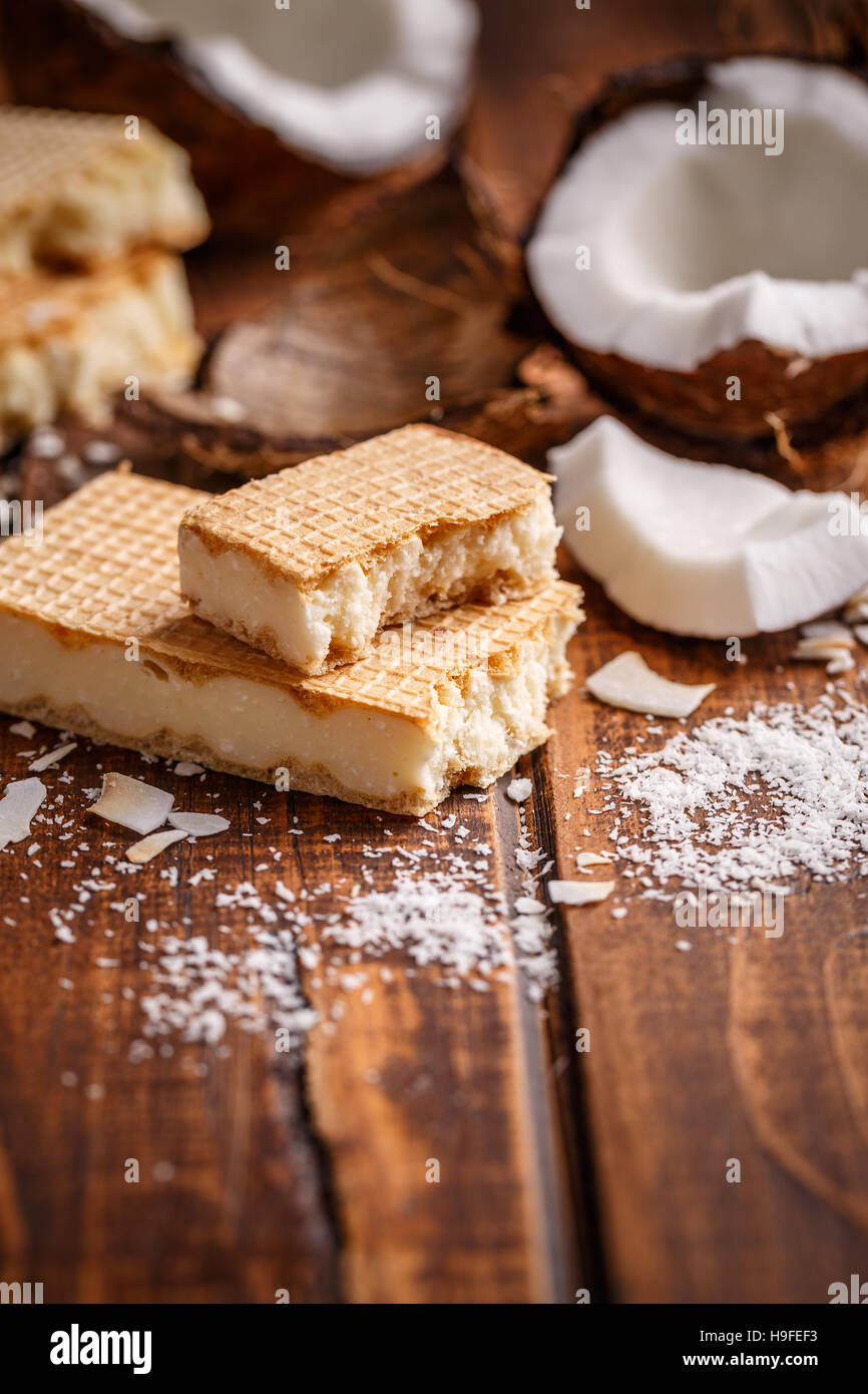 White chocolate homemade wafers Stock Photo - Alamy