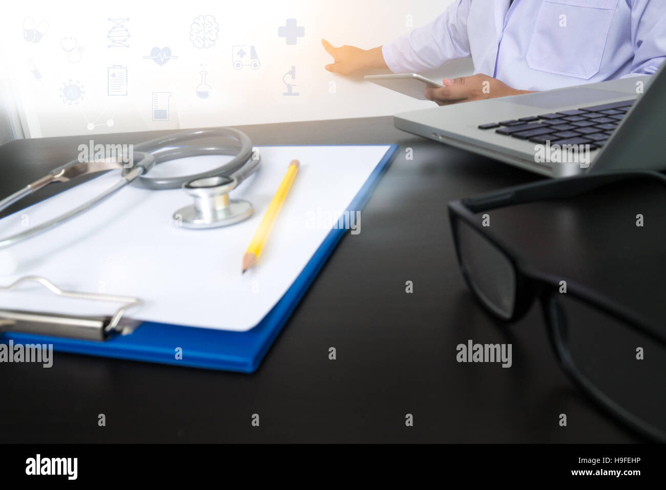 Medicine doctor hand working with modern computer Stock Photo - Alamy