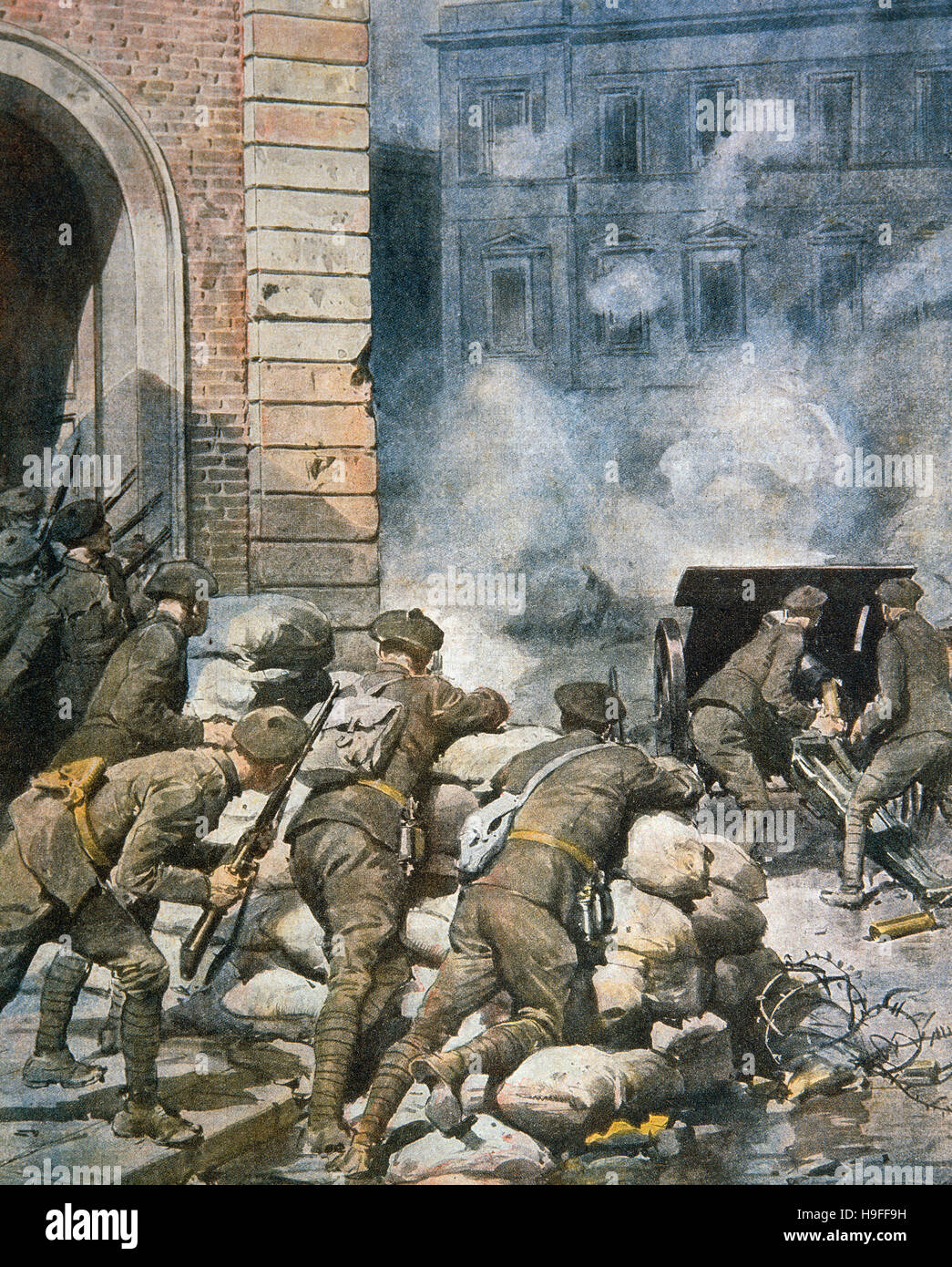 Engraving - A two-day battle between the British army and Sinn Fein in ...