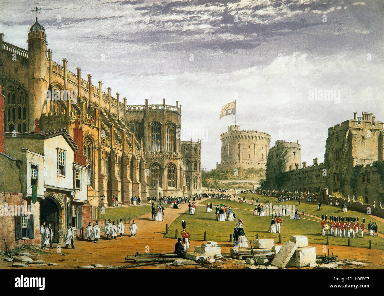 Joseph Nash - Windsor Castle and Saint George's Chapel Stock Photo - Alamy