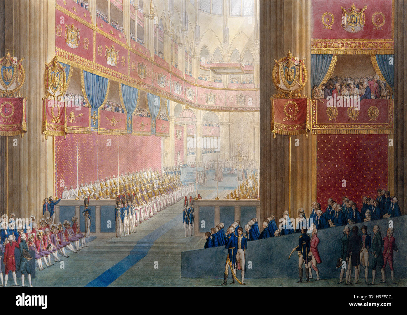 Book of the coronation by Percier and Fontaine: Interior of Notre-Dame ...