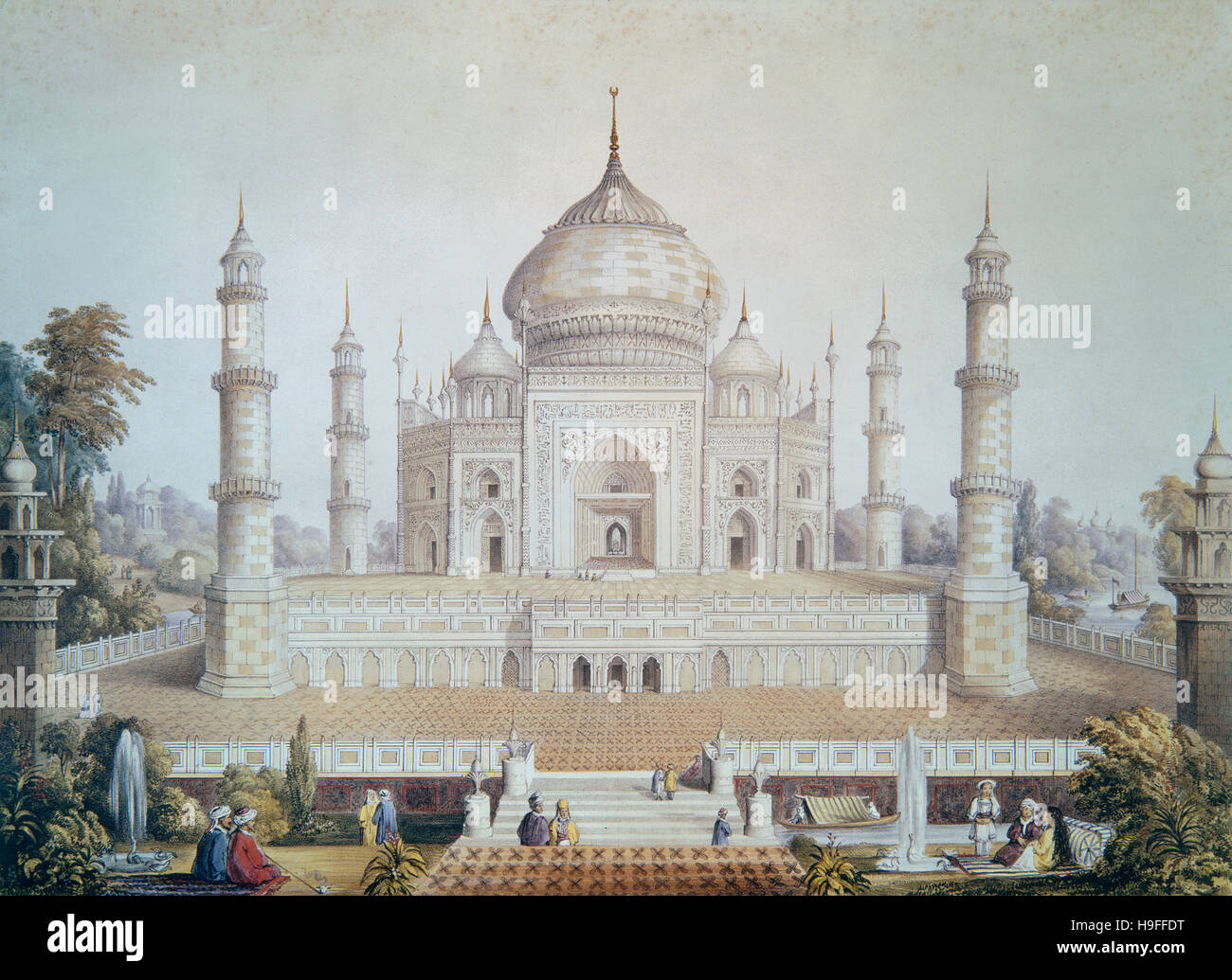 Engraving - The Taj Mahal in Agra Stock Photo - Alamy