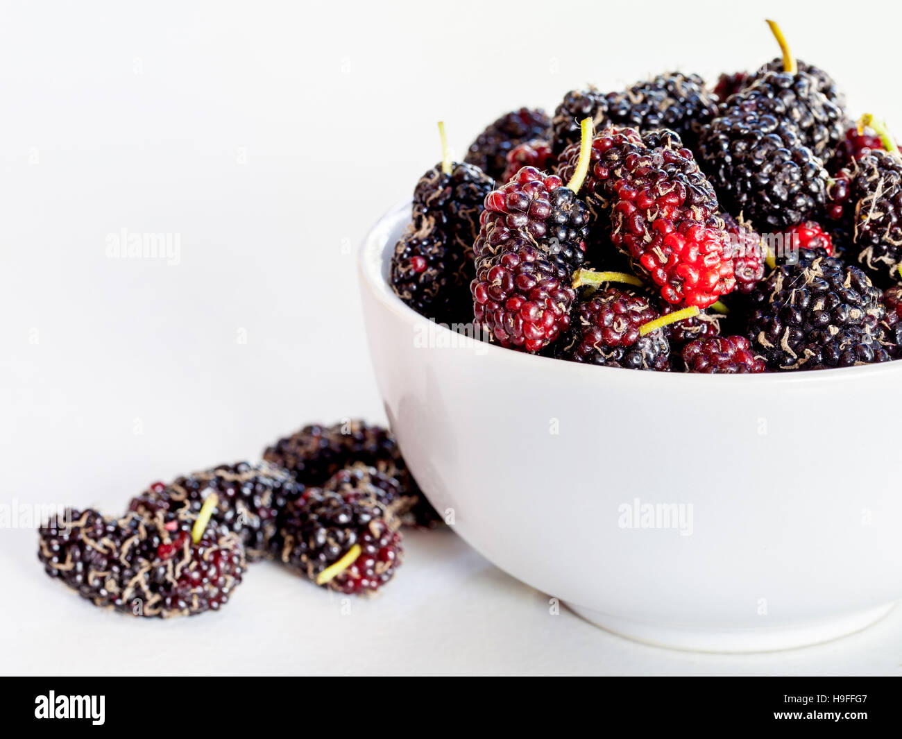 Fresh organic mulberry in bowl islate on white background Stock Photo ...