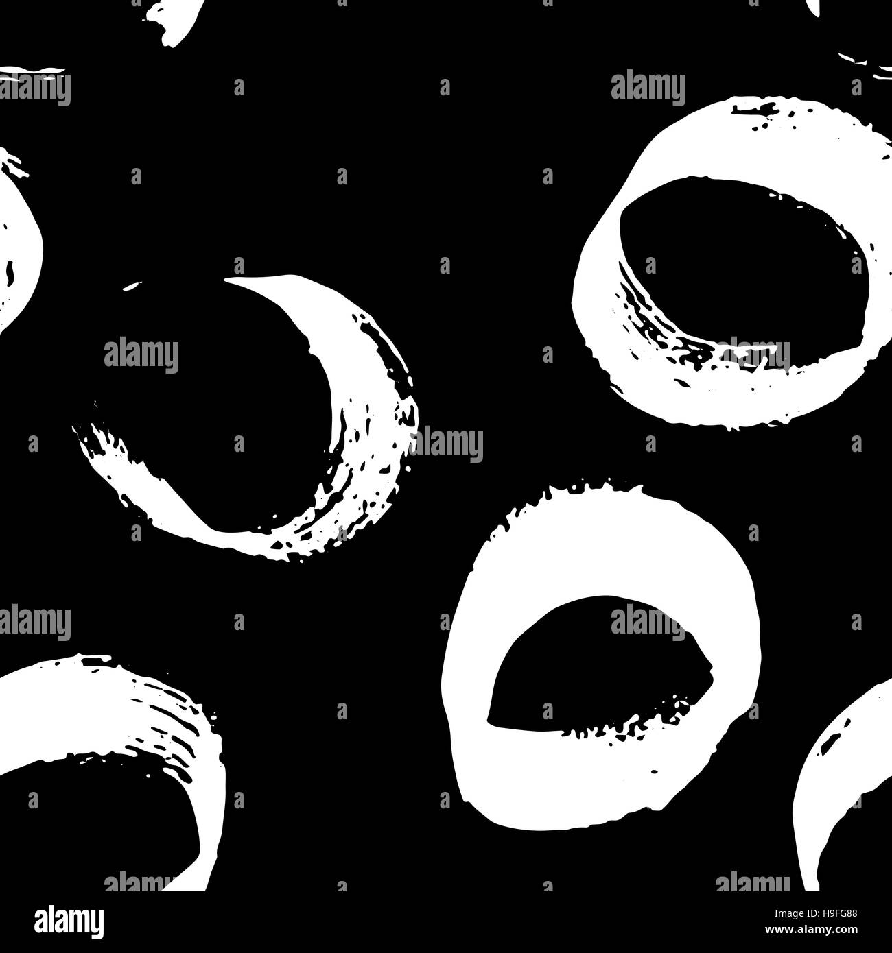 Seamless pattern with hand drawn grunge circles. Ink illustration. Hand ...