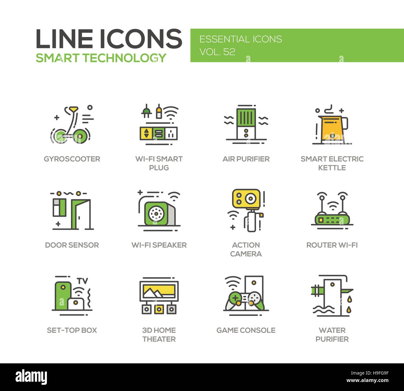 Smart Technology - modern vector line design icons and pictograms set ...