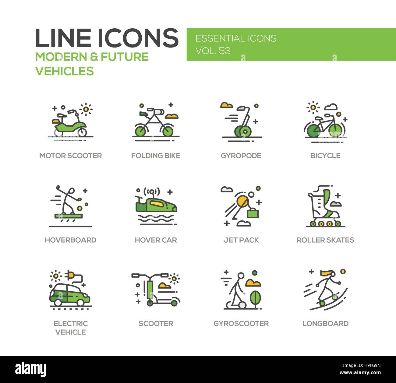 Modern and Future Vehicle - modern vector line design icons and ...