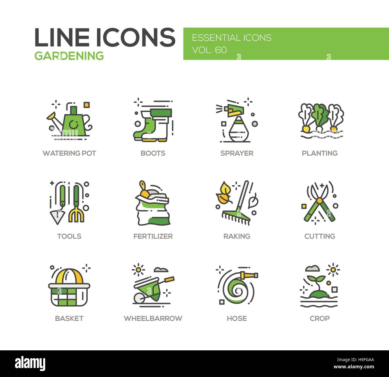 Gardening - modern vector line design icons and pictograms set ...