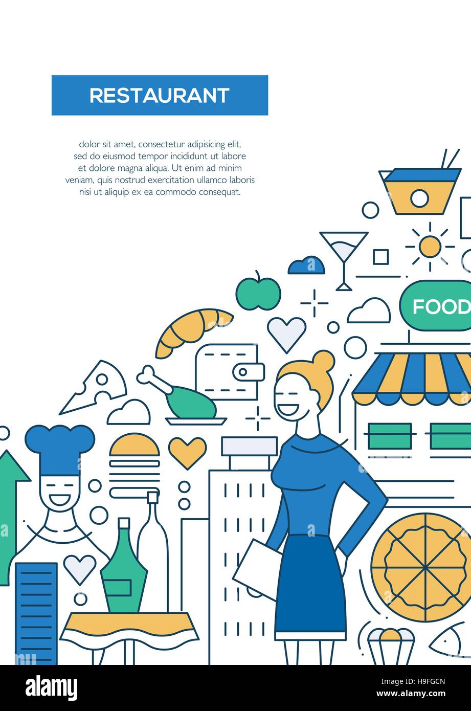 Restaurant - vector line design brochure poster, flyer presentation ...
