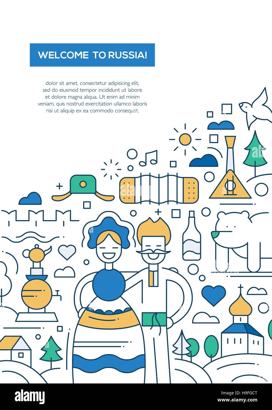 Welcome to Russia - vector line design brochure poster, flyer ...