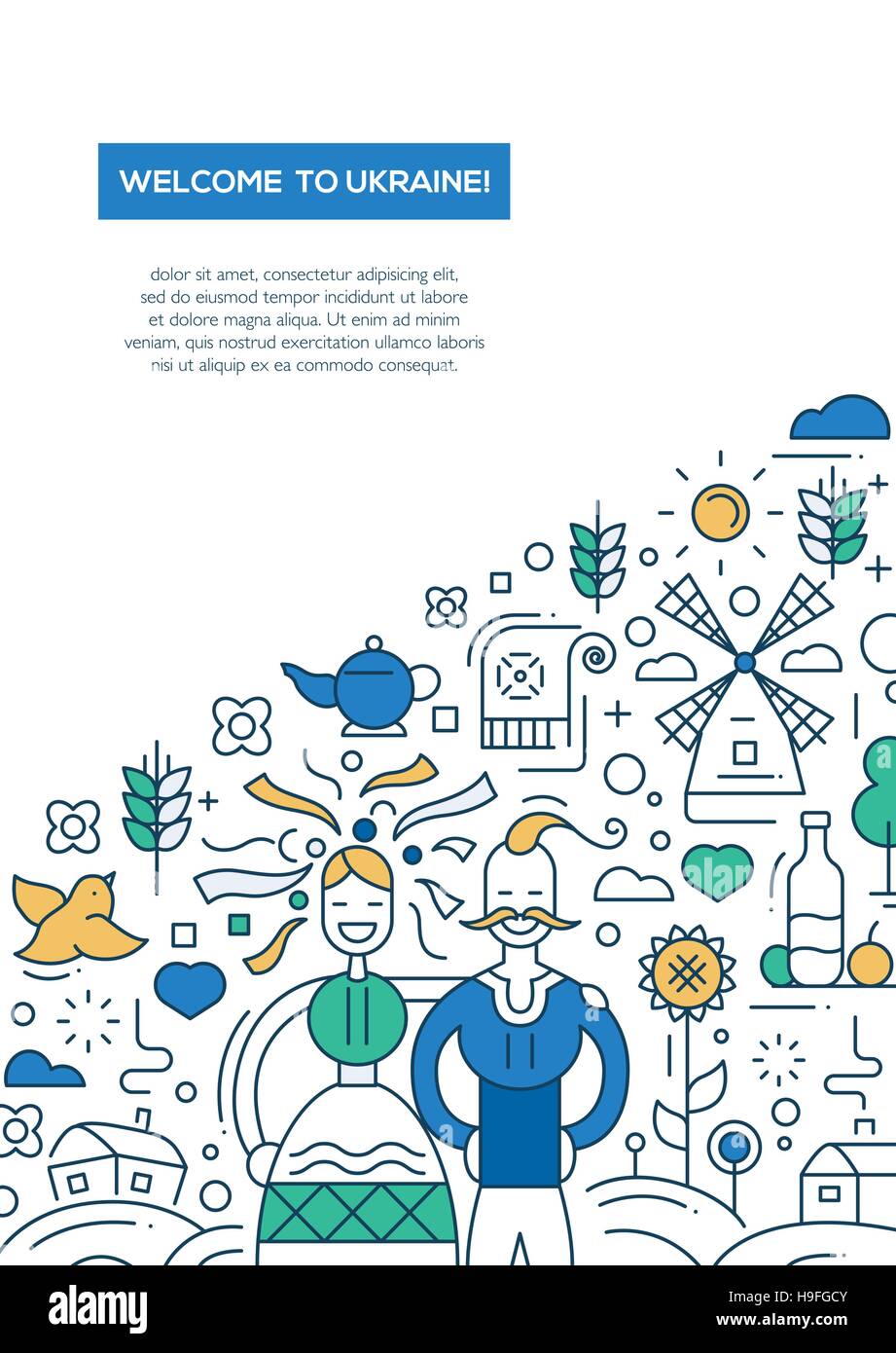 Welcome to Ukraine- vector line design brochure poster, flyer ...
