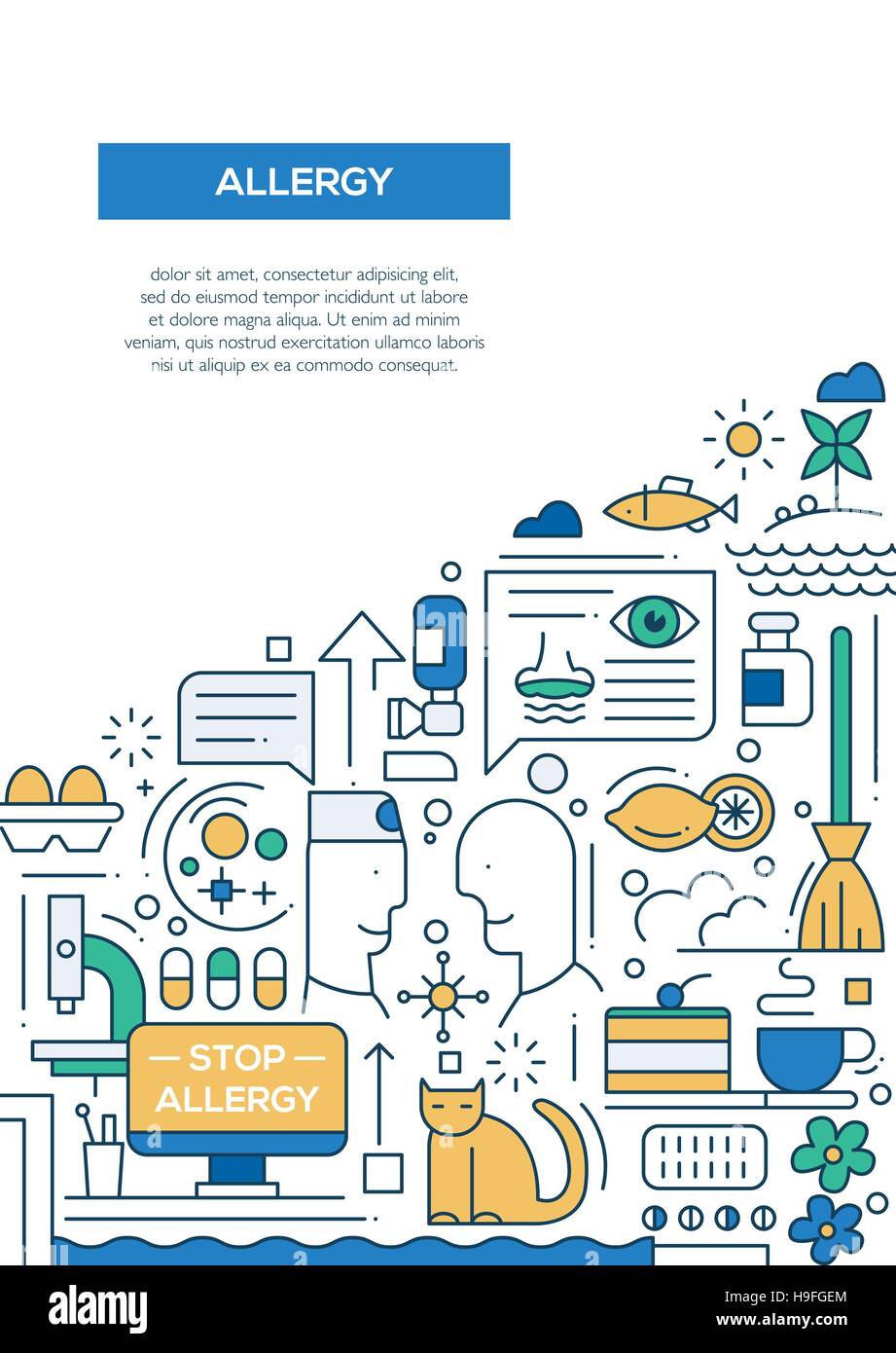 Allergy - vector line design brochure poster, flyer presentation ...