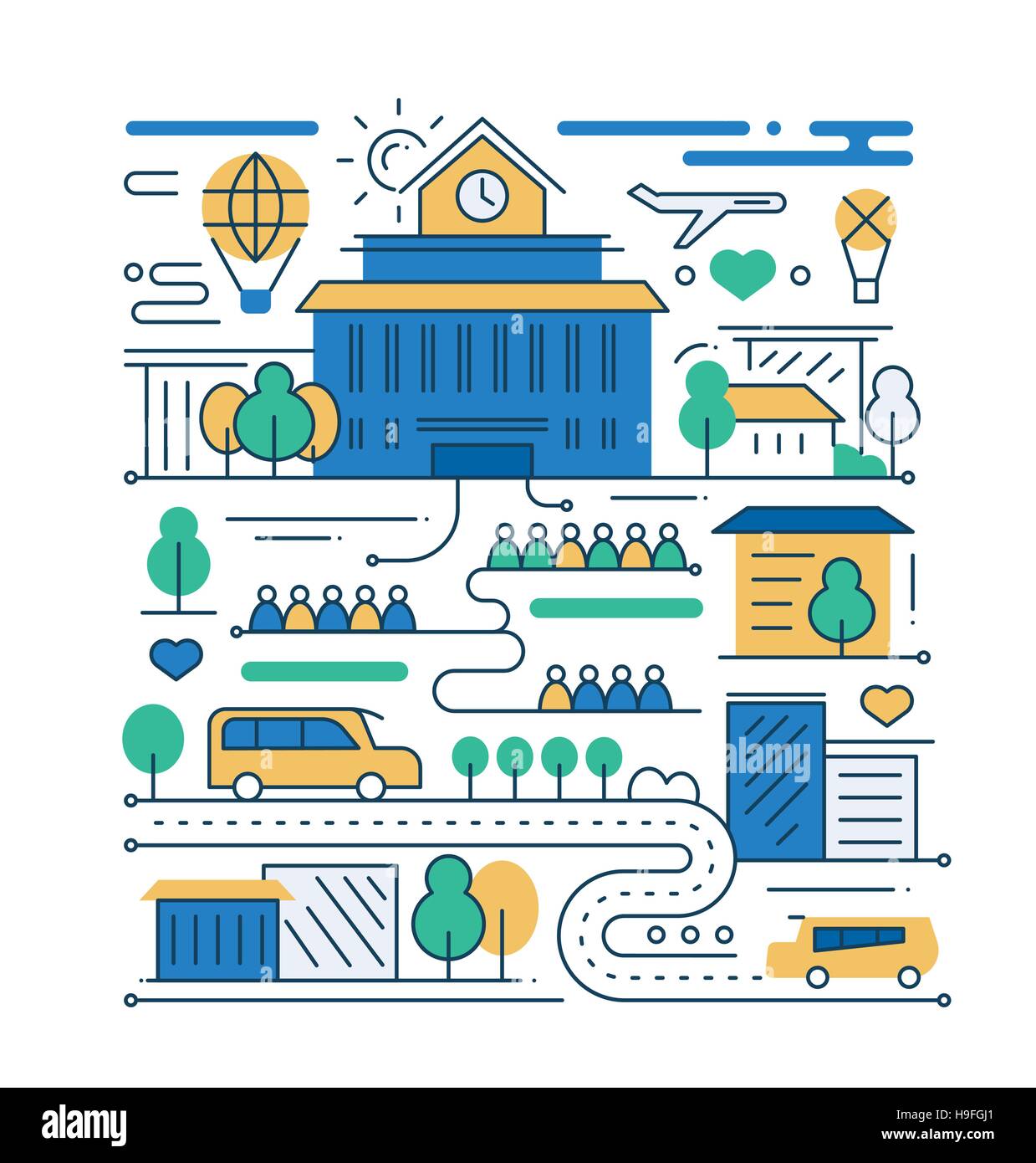 Modern city view education Cut Out Stock Images & Pictures - Alamy