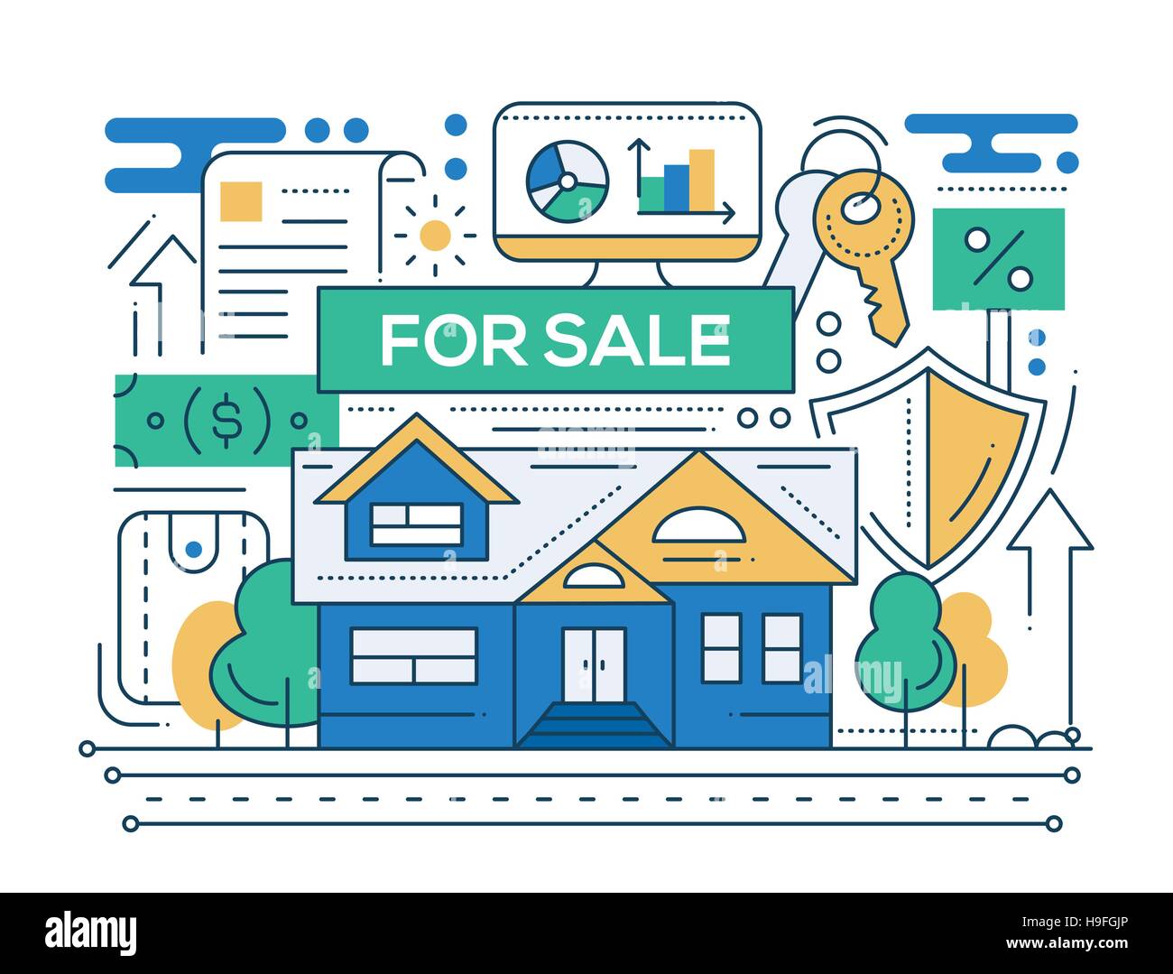 Real Estate - line design composition Stock Vector Image & Art - Alamy