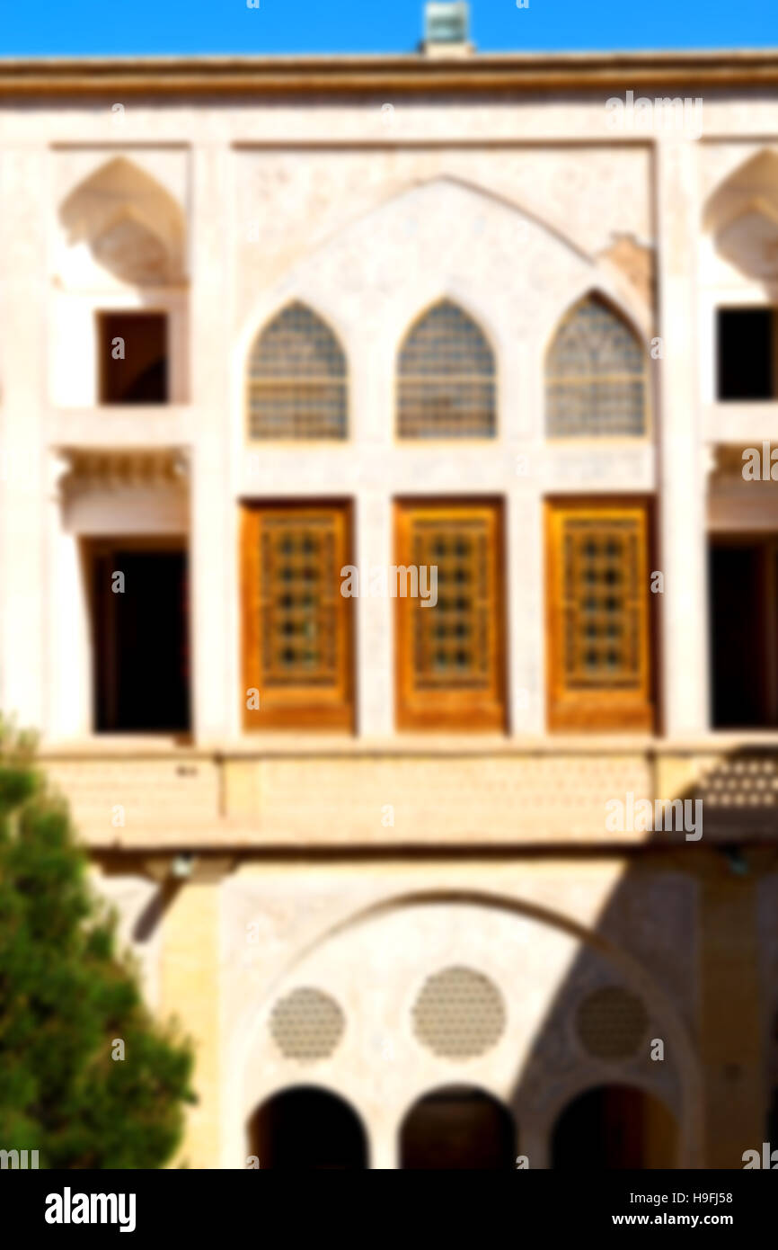 blur in iran kashan the old persian architecture window and glass in ...