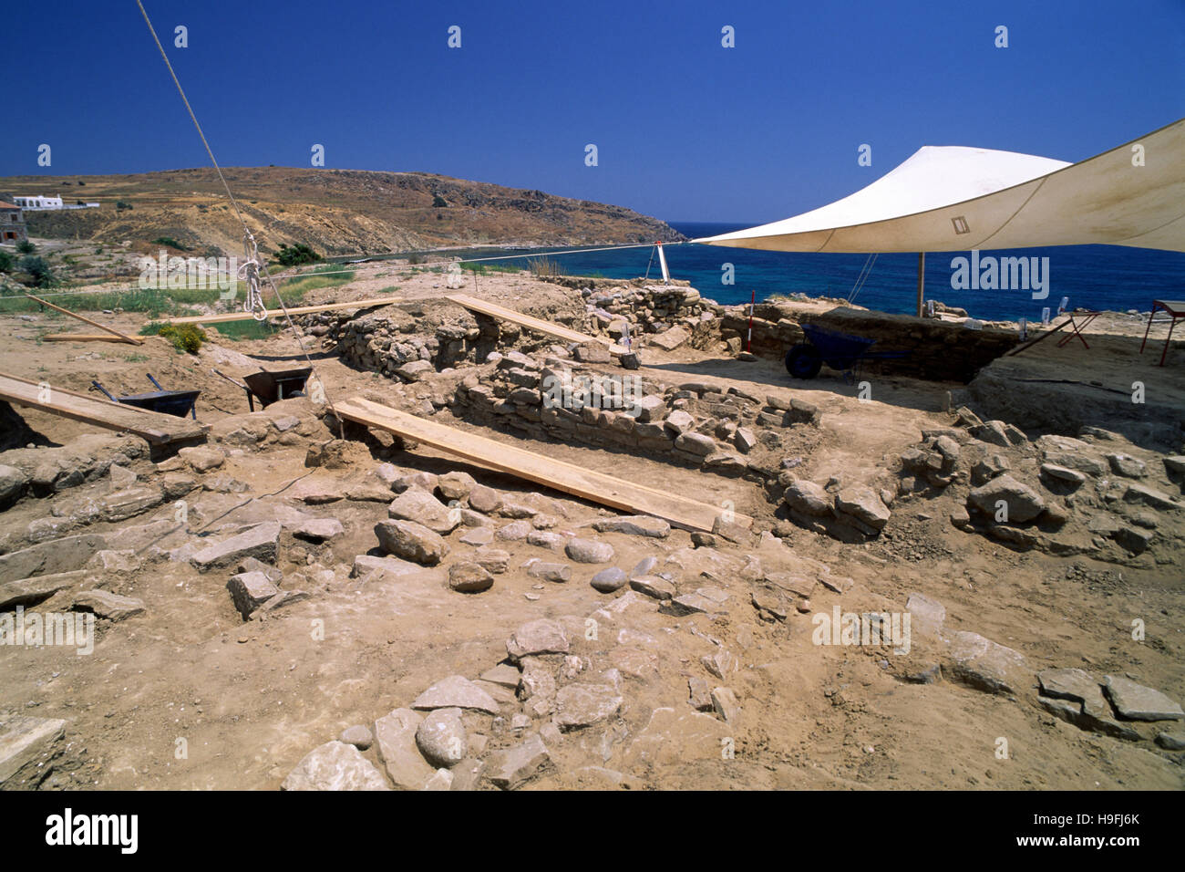 Greece, Northeastern Aegean Islands, Limnos, ancient city of Poliochni ...