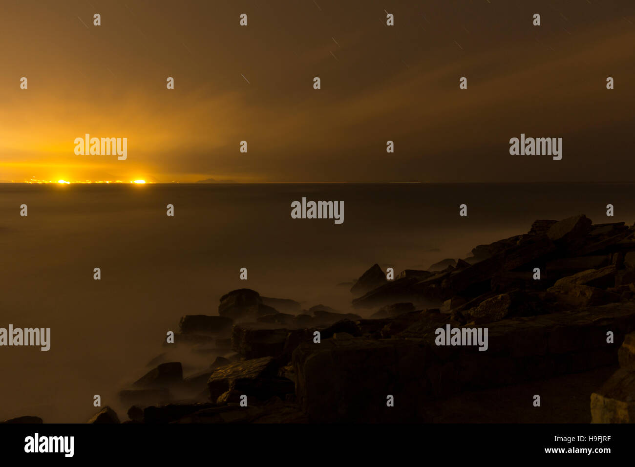 coast of north of spain at night Stock Photo - Alamy