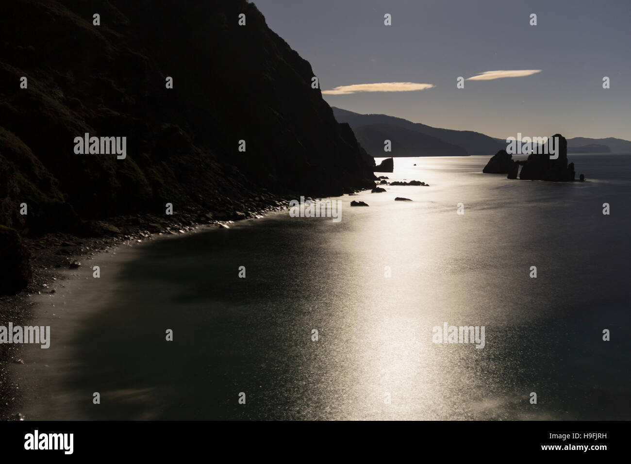 coast of north of spain at night Stock Photo - Alamy