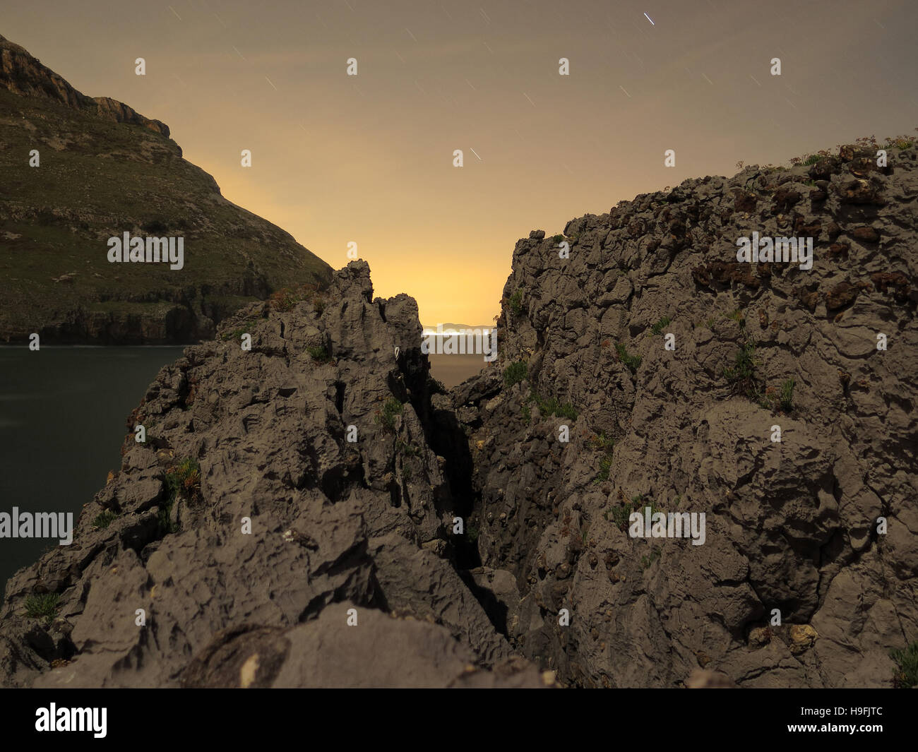 coast in spain at night Stock Photo - Alamy