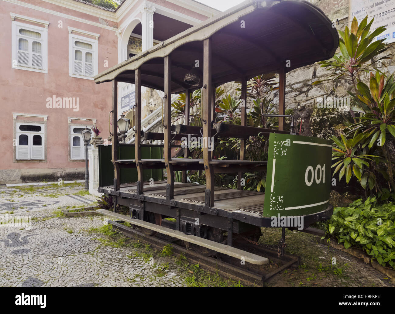 Brazil City of Rio de Janeiro Santa Teresa View of an old tram in front ...