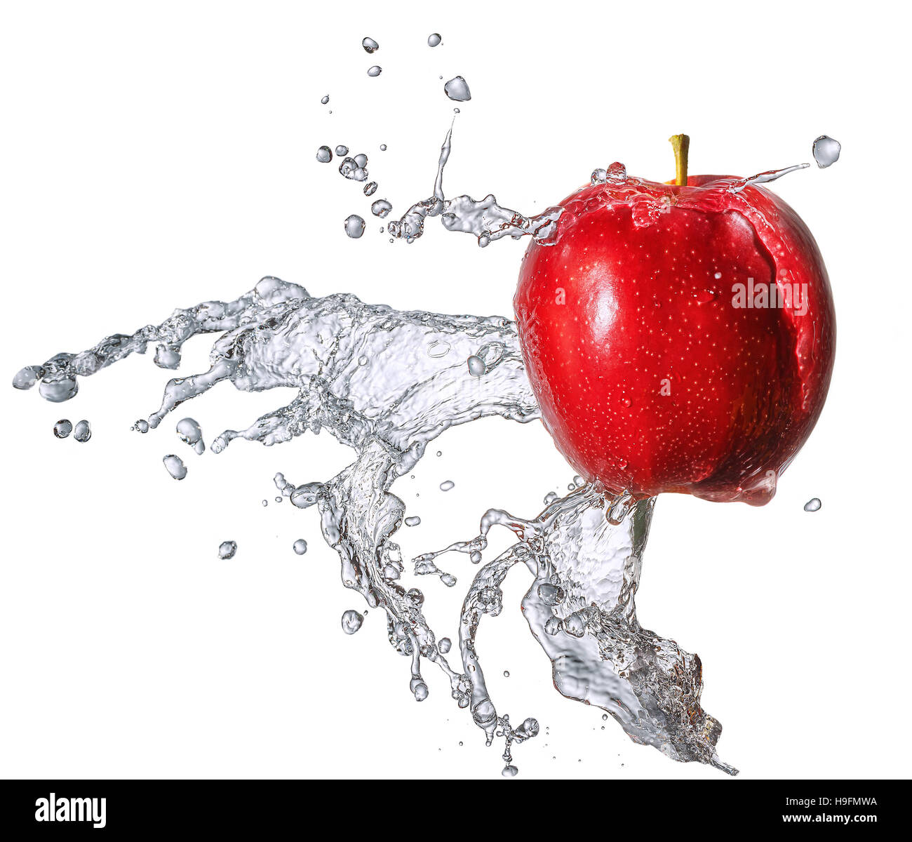 Water splash with apple isolated Stock Photo - Alamy
