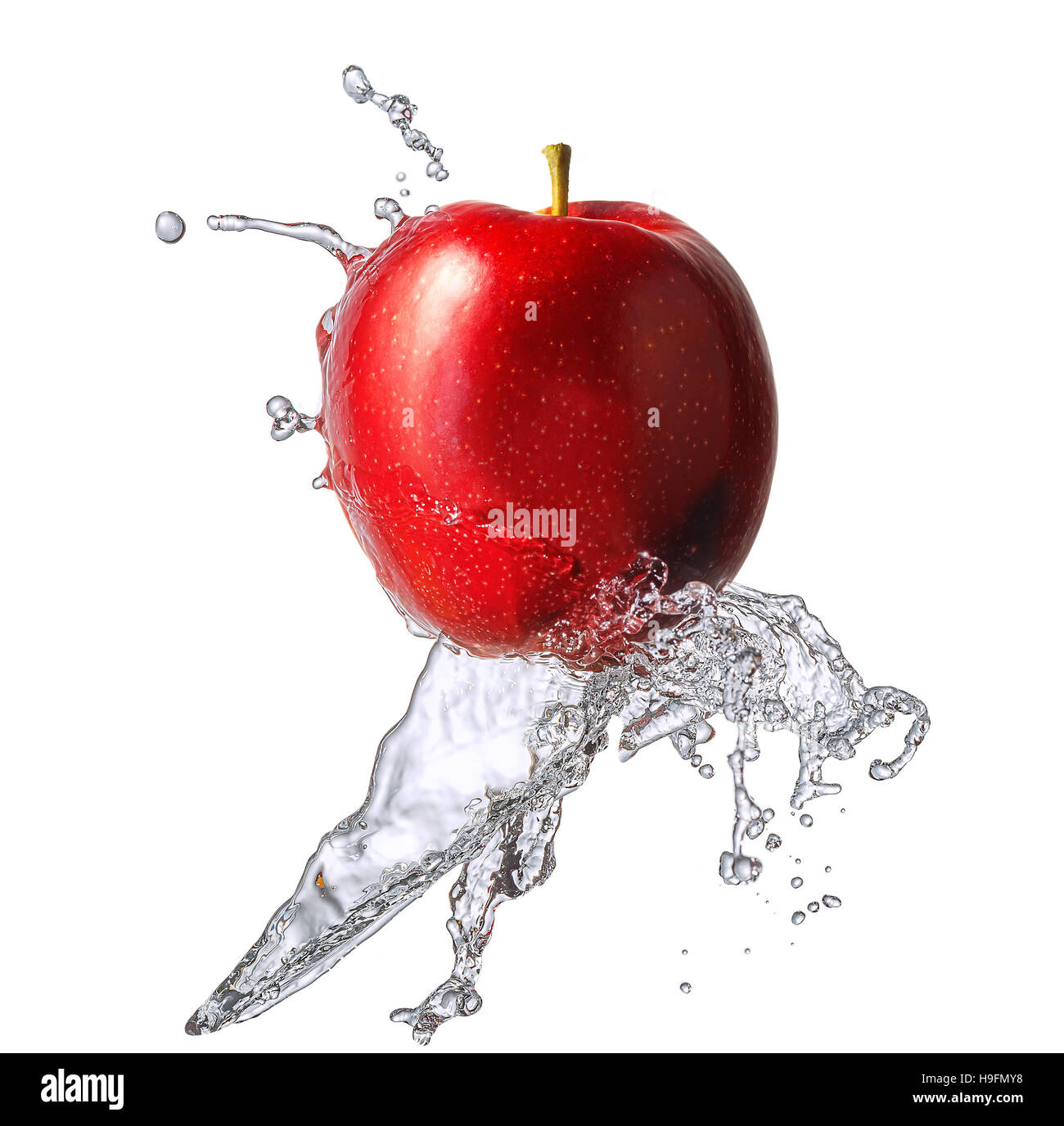 Water splash with apple isolated Stock Photo - Alamy