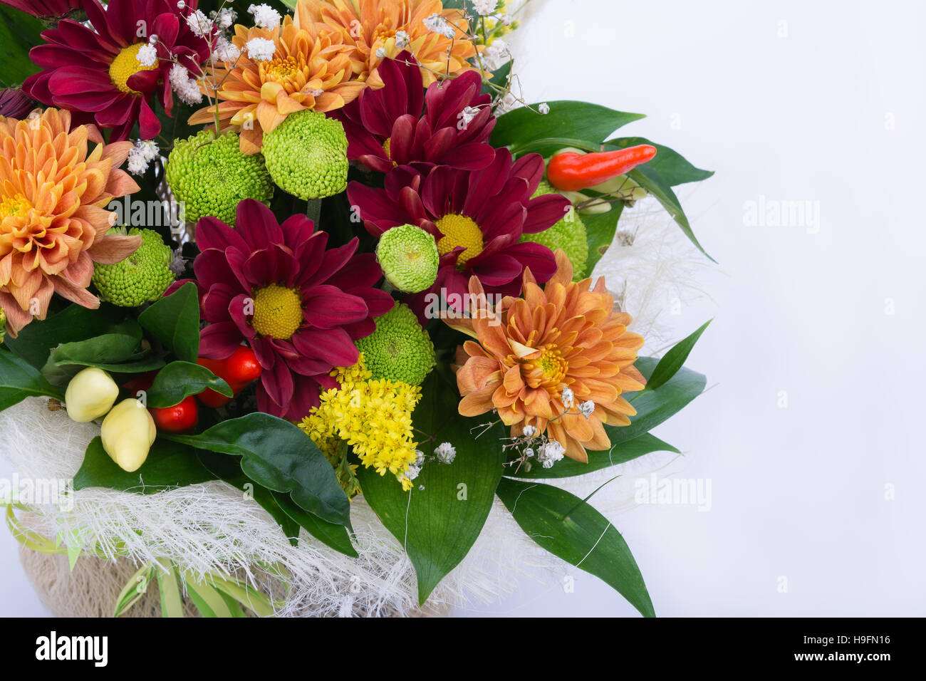 Beautiful bouquet of bright flowers on white background Stock Photo - Alamy
