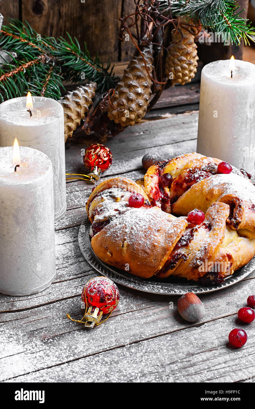 tray of baked Christmas baking background with Christmas tree and ...