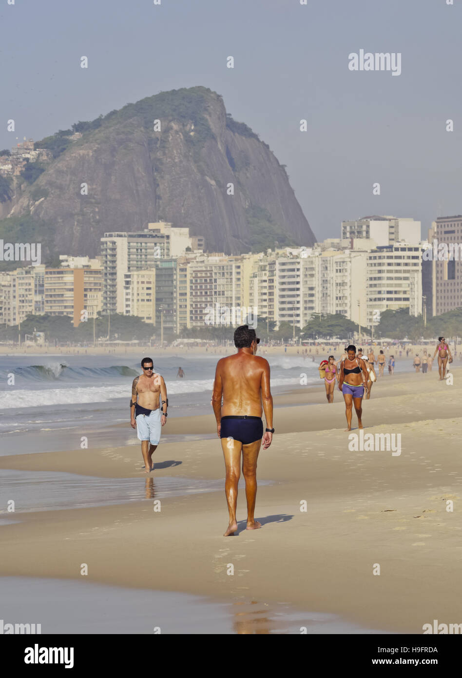 Brazil, City of Rio de Janeiro, View of the Copacabana Beach Stock ...