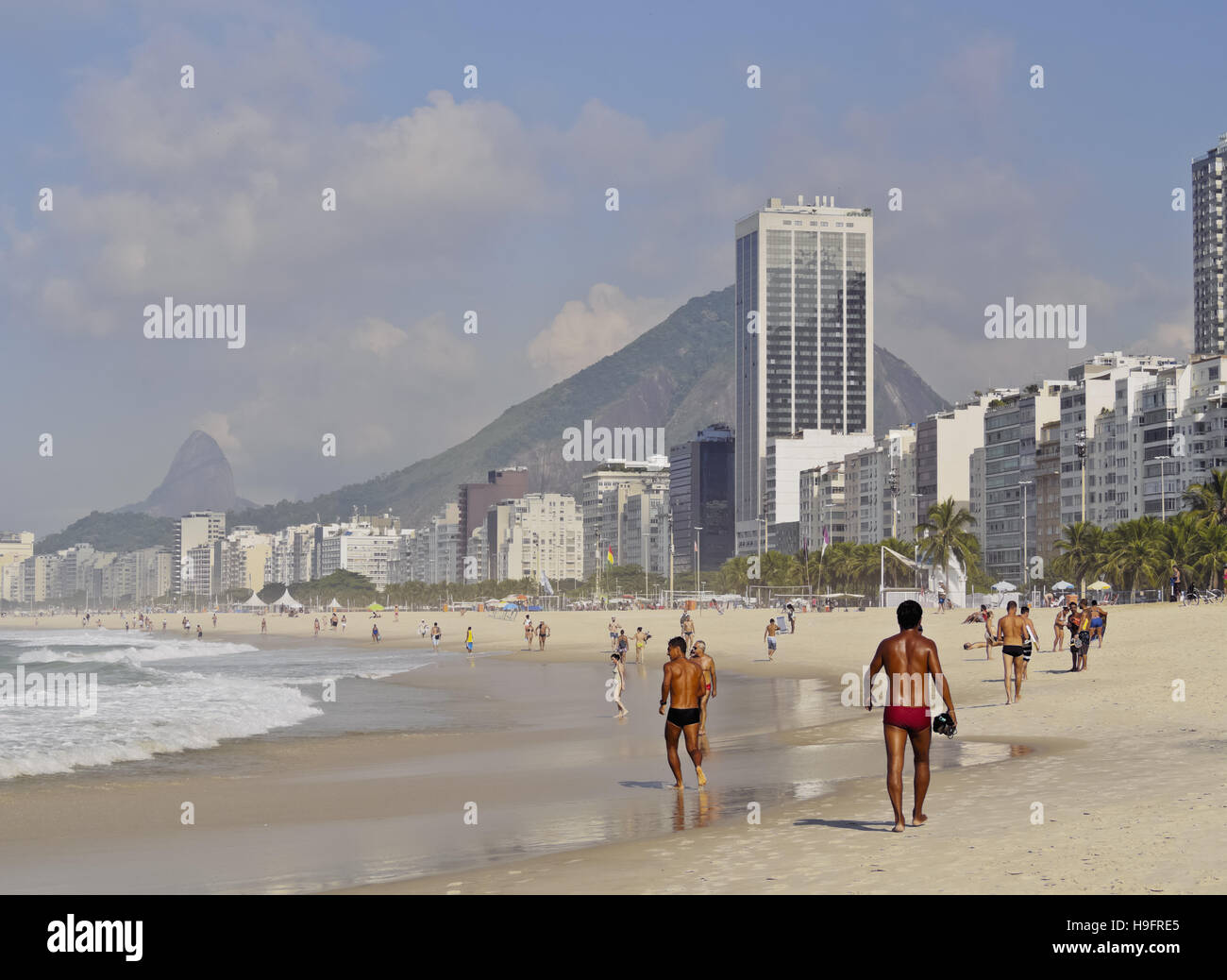 Brazil, City of Rio de Janeiro, View of the Copacabana Beach Stock ...