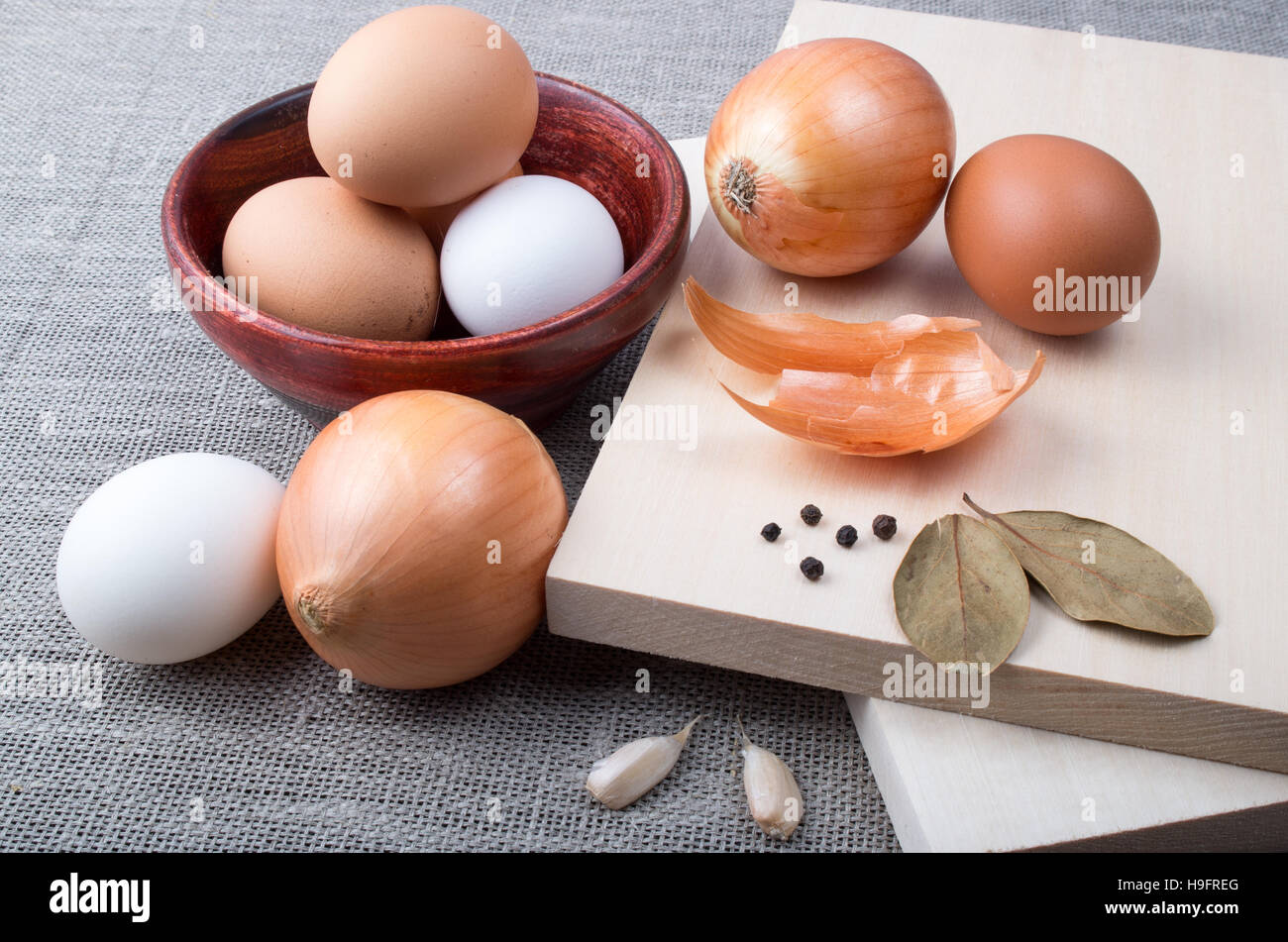 The kitchen table with raw ingredients for the preparation of natural ...